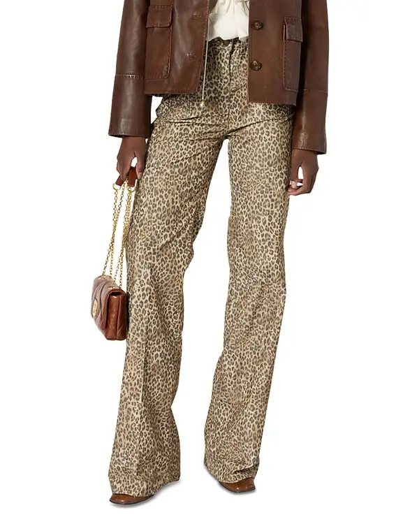 Gerard Darel Anna Leopard Flared Pants