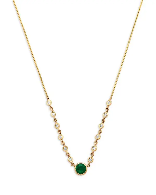 Bloomingdale'S 14k Yellow Emerald & Diamond Necklace - Gold