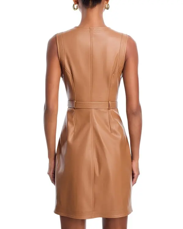 L'agence Ronin Faux Leather Mini Dress - Soft Cognac