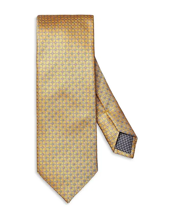 Eton Geometric Print Silk Tie - Light Yellow