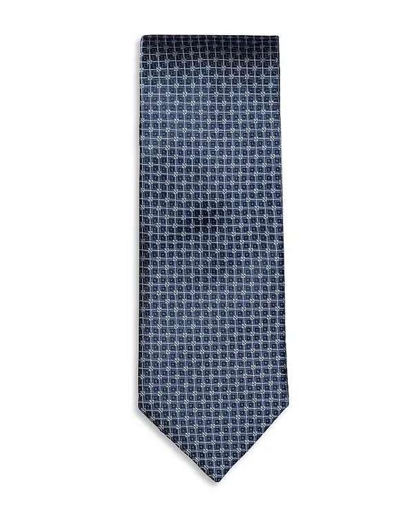 Eton Geometric Print Silk Tie - Navy
