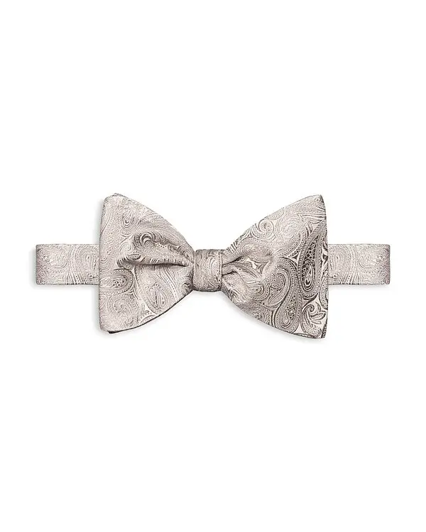 Eton Paisley Silk Bow Tie - Silver