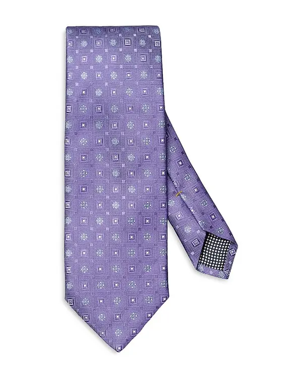 Eton Geometric Silk Necktie - Medium Purple