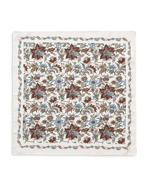 Eton Floral Silk Pocket Square - Light Beige