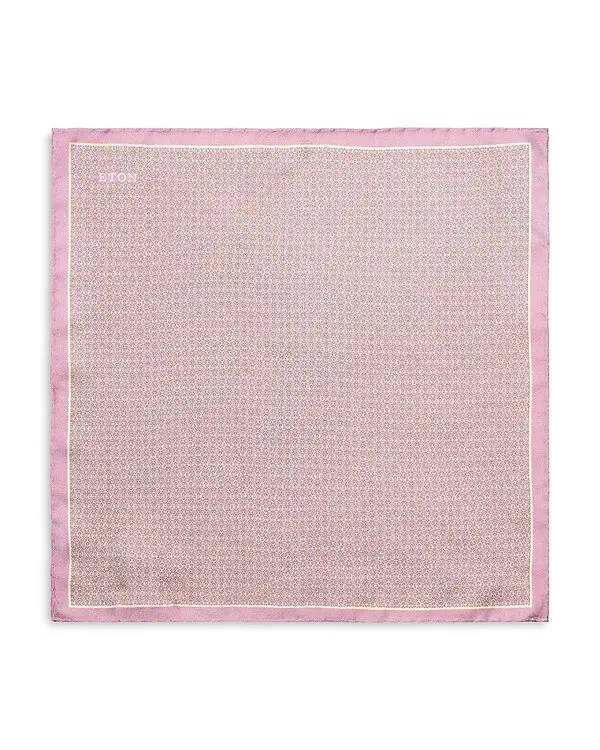 Eton Geometric Silk Pocket Square - Medium Pink
