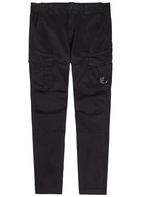 C.P. COMPANY Stretch-cotton Cargo Trousers - Black