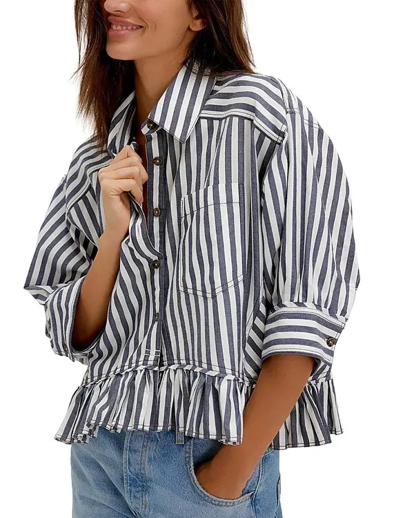Free People Bailey Striped Shirt - Nautical