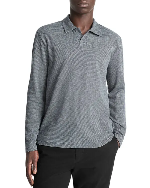 Vince Houndstooth Long Sleeve Polo