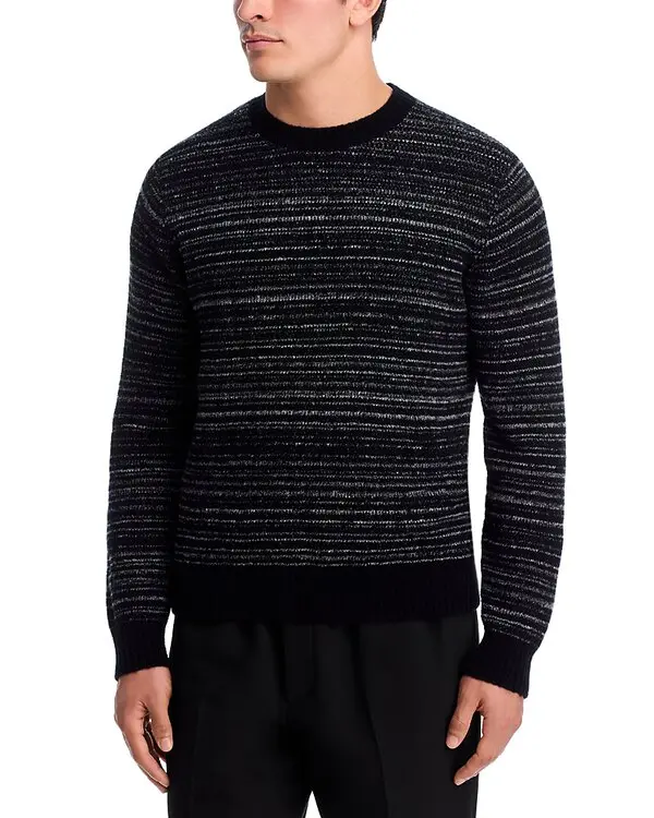 Vince Marled Stripe Crewneck Sweater - Black Medium