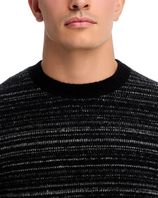 Vince Marled Stripe Crewneck Sweater - Black Medium