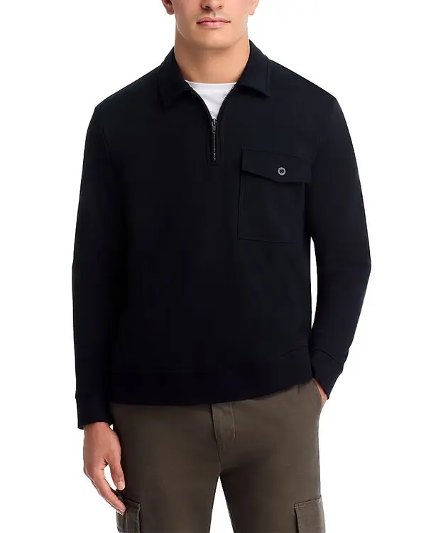 Vince French Terry Long Sleeve Zip Polo Shirt
