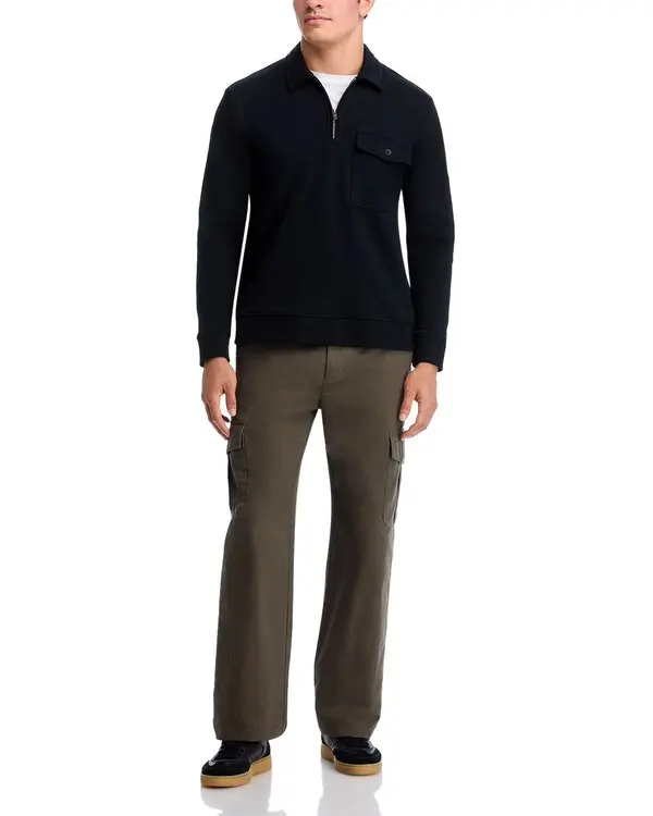 Vince French Terry Long Sleeve Zip Polo Shirt
