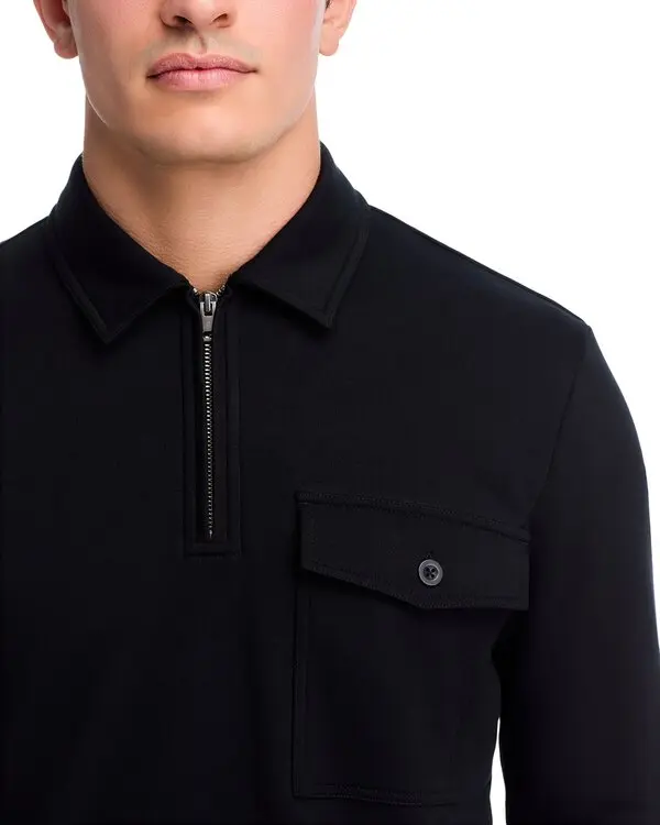 Vince French Terry Long Sleeve Zip Polo Shirt