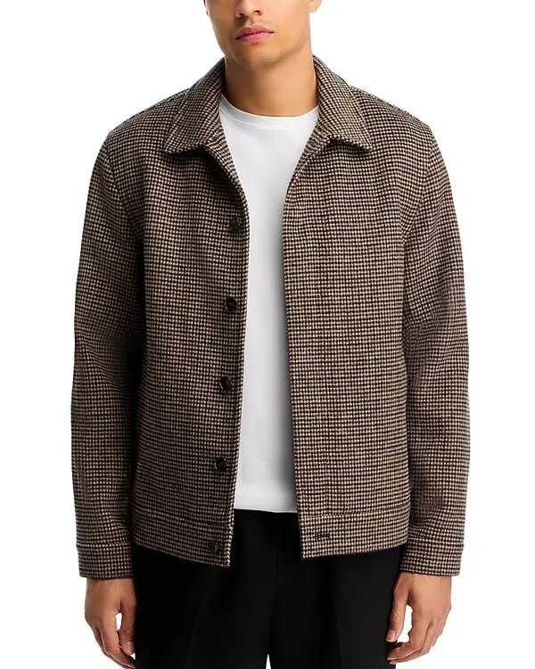 Vince Houndstooth Bomber Jacket - Dark Roast