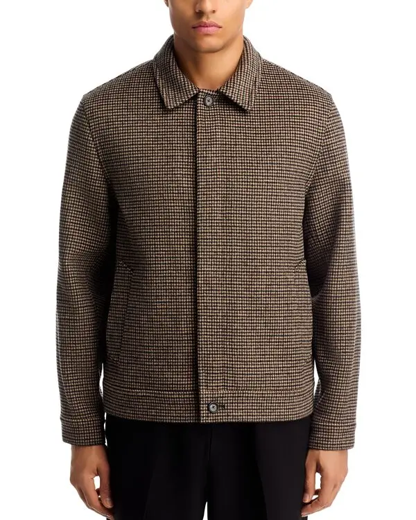 Vince Houndstooth Bomber Jacket - Dark Roast