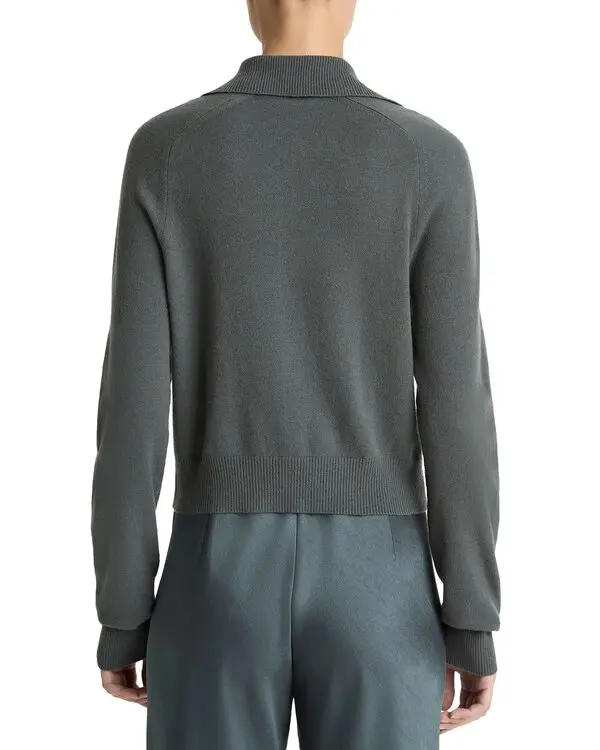 Vince Button-front Polo Cardigan Sweater - Malachite