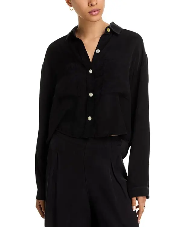 Bella Dahl Wide Hem Cropped Button-down Shirt