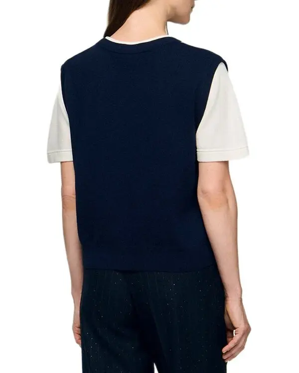 Sandro Layered Look Sweater Vest Top