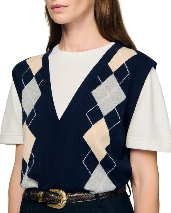 Sandro Layered Look Sweater Vest Top