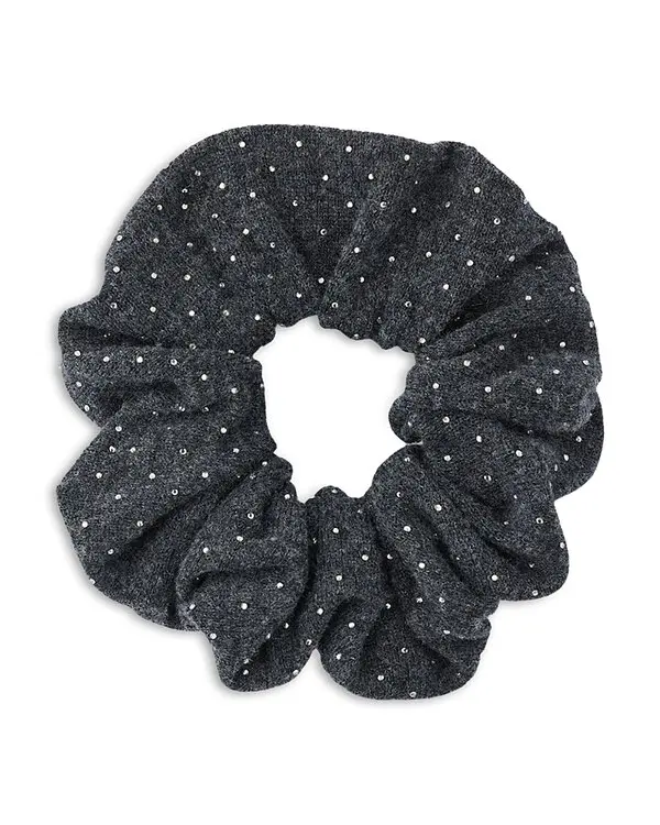 Sandro Rhinestone Knit Scrunchie - Charcoal Grey