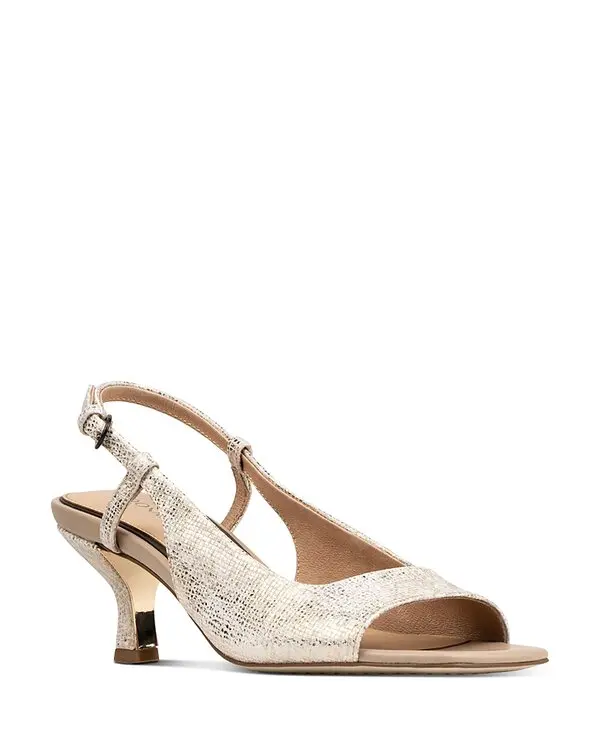 DONALD PLINER Grinn Leather Peep Toe Slingback Pumps - Camel