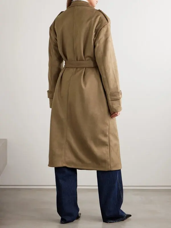 THE FRANKIE SHOP Pembroke Brushed Trench Coat - Brown