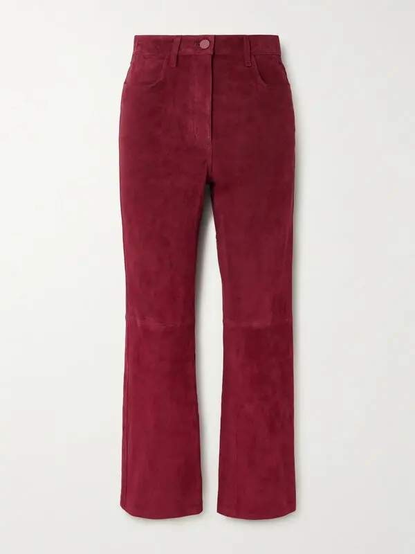 JOSEPH Duke Cropped Suede Pants - Red