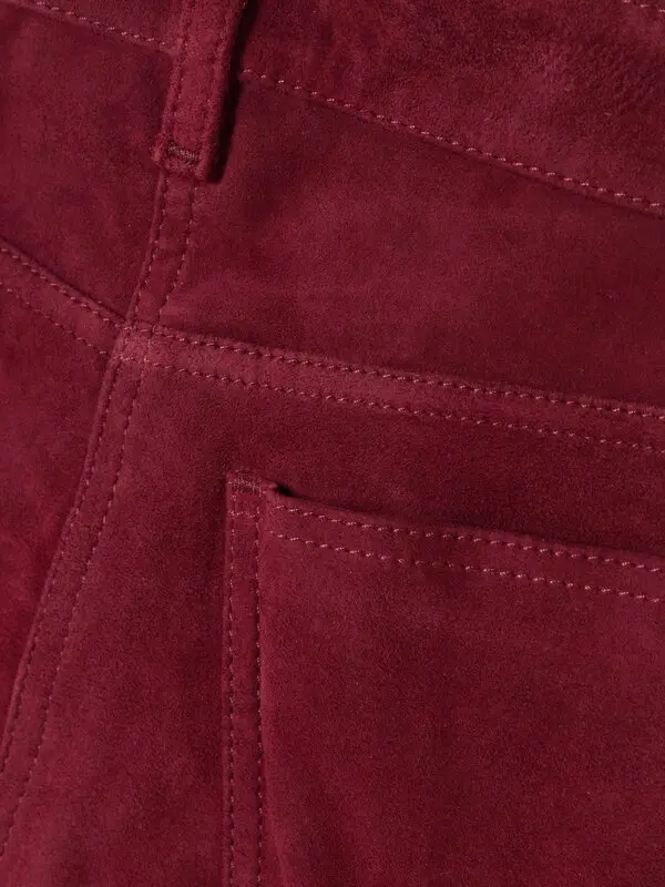 JOSEPH Duke Cropped Suede Pants - Red