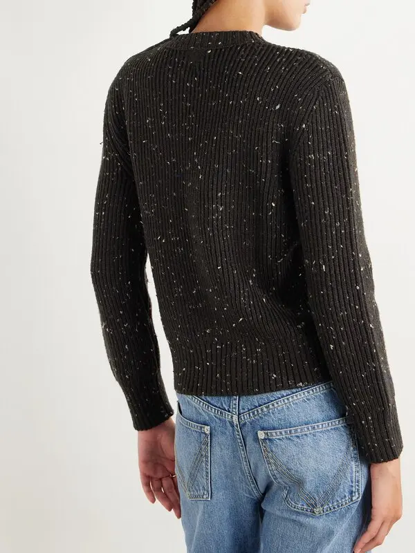 Bottega Veneta Button-detailed Ribbed Wool-blend Sweater - Brown