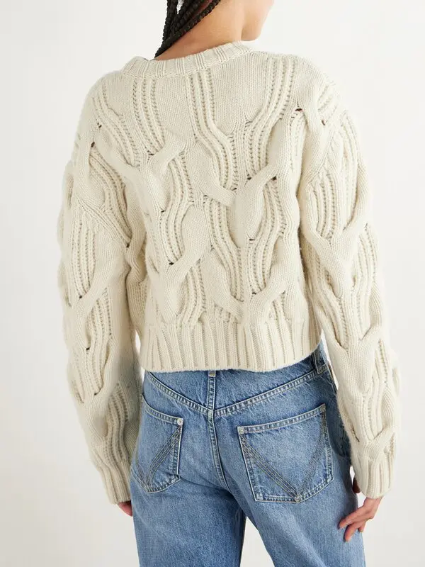 Bottega Veneta Cropped Cable-knit Wool Sweater