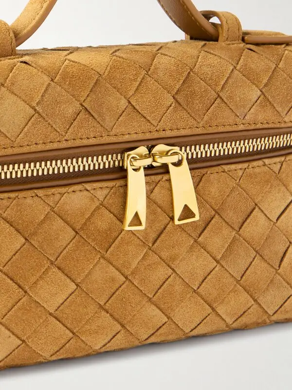 Bottega Veneta Intrecciato Suede Tote - Brown