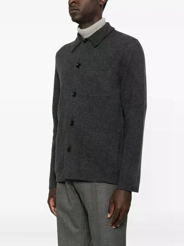 LARDINI Buttoned Patch-pocket Cardigan - Grey
