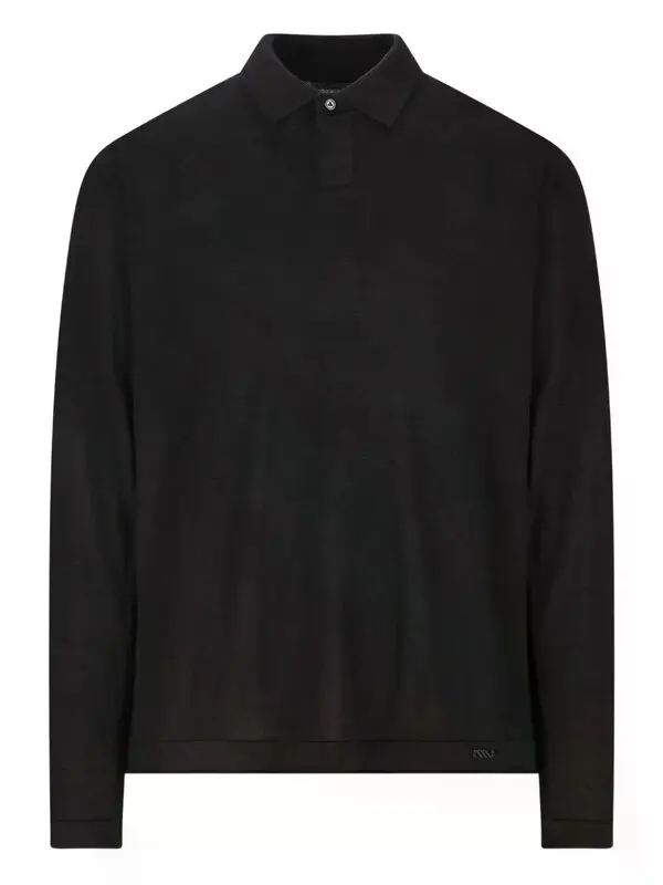 MASSIMO OSTI STUDIO Long-sleeved Polo Shirt - Black