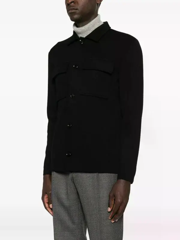 LARDINI Patch-pocket Button-front Jacket - Black