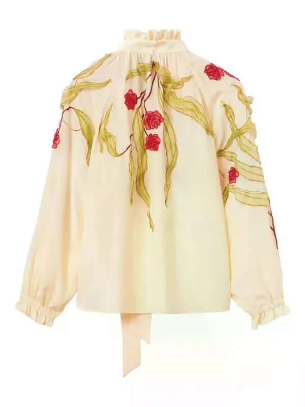 La DoubleJ Embroidered Ruffled Blouse