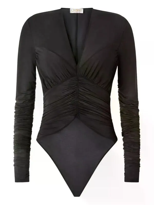 GENNY V-neck Ruched Bodysuit