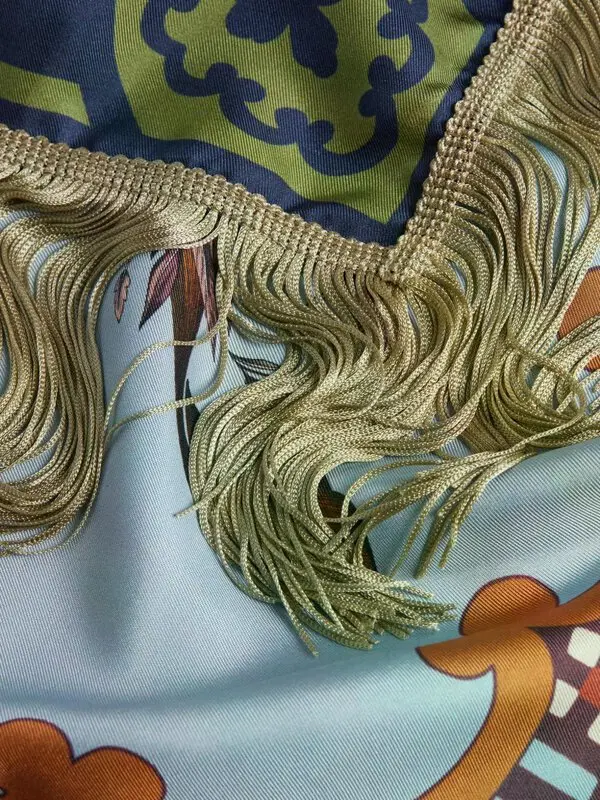 La DoubleJ Butterfly-print Fringed Scarf