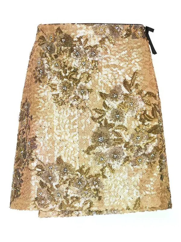 Malìparmi Sequin-embellished Floral Skirt - Neutrals