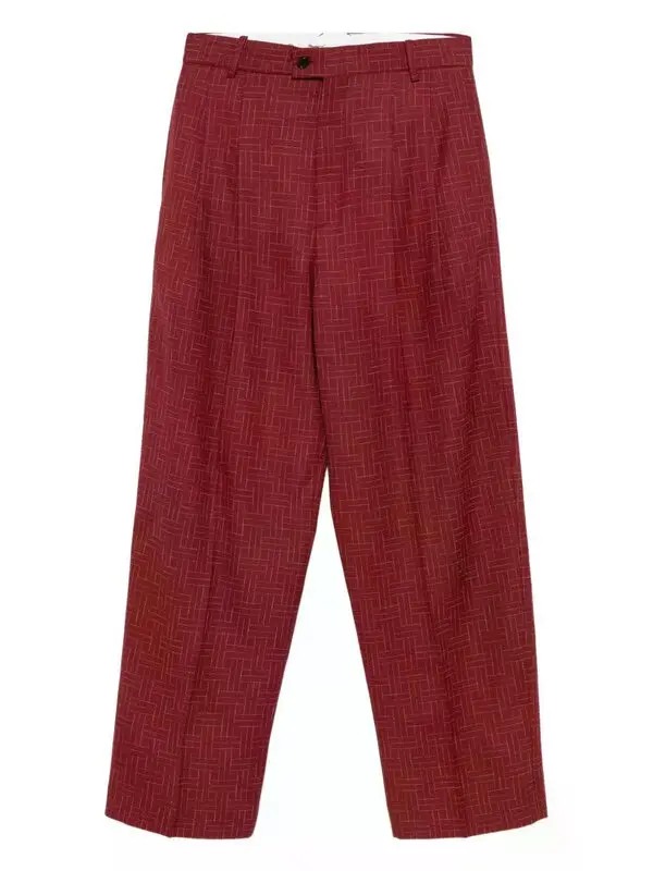 Kenzo Pleated Grid-pattern Trousers