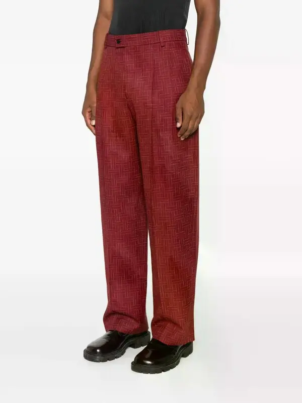 Kenzo Pleated Grid-pattern Trousers