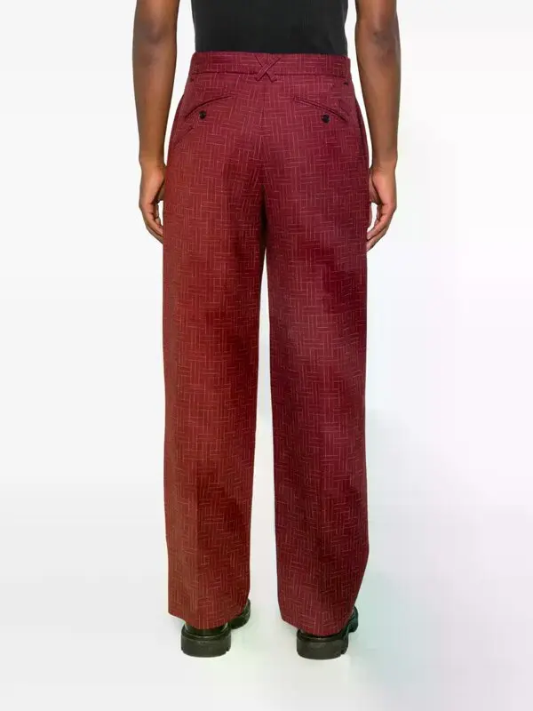 Kenzo Pleated Grid-pattern Trousers