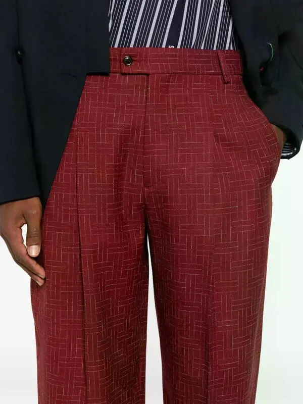 Kenzo Pleated Grid-pattern Trousers