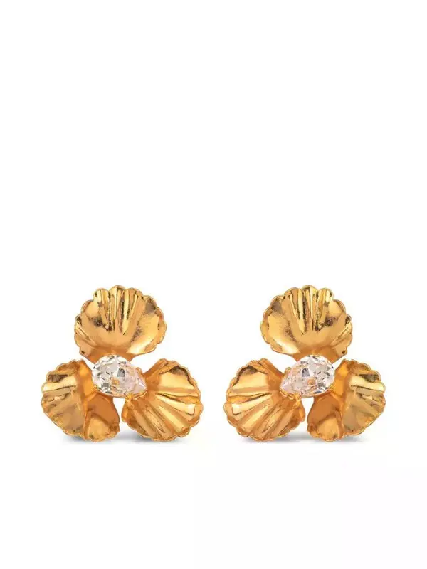 JENNIFER BEHR Caelyn Crystal-embellished Flower Earrings - Crystal/ Antique Gold