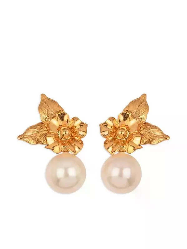 JENNIFER BEHR Rici Flower Pearl Earrings - Gold