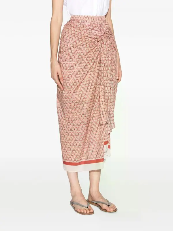 Brunello Cucinelli Geometric-print Knotted Skirt