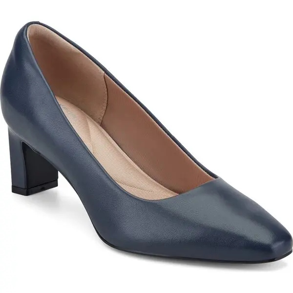 Rockport Almond Toe Pump - Dark Blue Leather