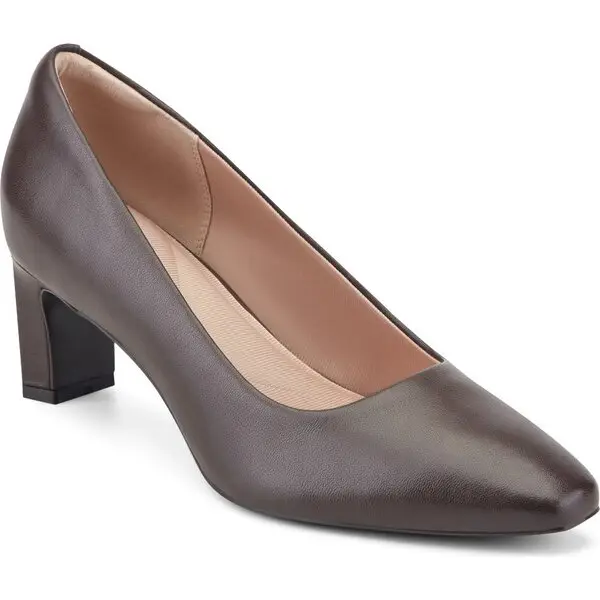 Rockport Almond Toe Pump - Dark Brown Smooth