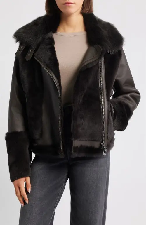 HISO Soul Reversible Genuine Shearling Moto Jacket