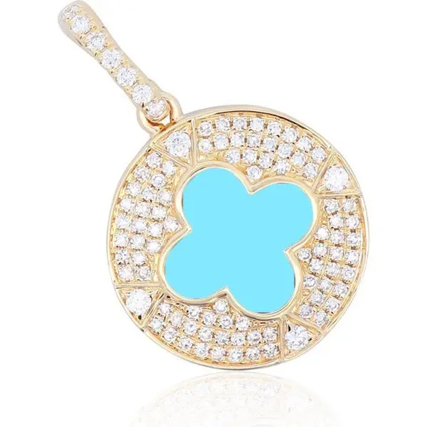 THE LOVERY Diamond And Clover Charm - Turquoise