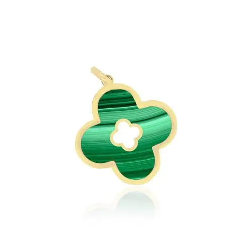 THE LOVERY FINE JEWELRY 14k Yellow Gold Clover Charm - Malachite